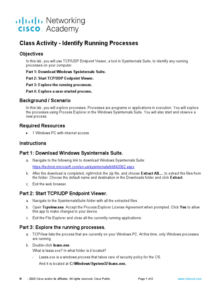 Identify Running Processes Lab Activity | PDF | Microsoft Windows ...