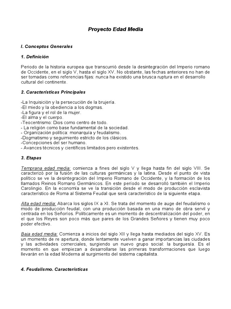 Proyecto Edad Media Lleno | PDF | Feudalismo | Edades medias