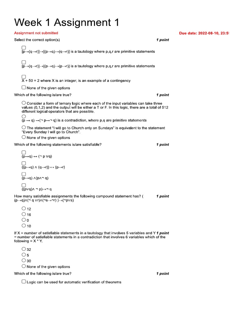 IIITB - Unit 2 - Week 1 Propositional Logic | PDF