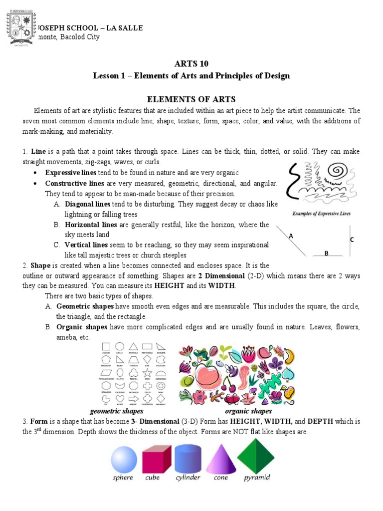 Week 1 - Lesson 1 - Elements of Arts and Principles of Design | PDF ...