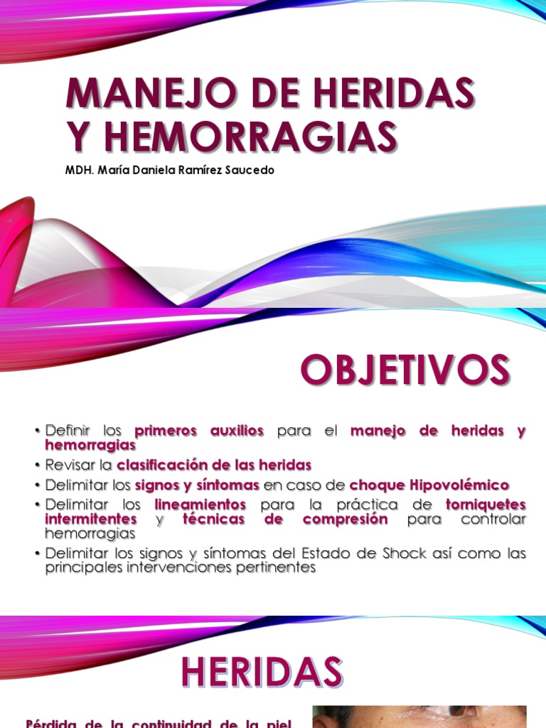 Manejo de Heridas y Hemorragias PDF | PDF | Sangrado | Primeros auxilios