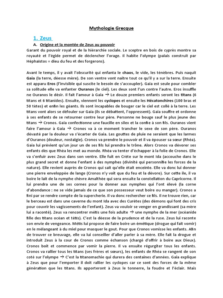 Mythologie Grecque | PDF | Hadès | Zeus
