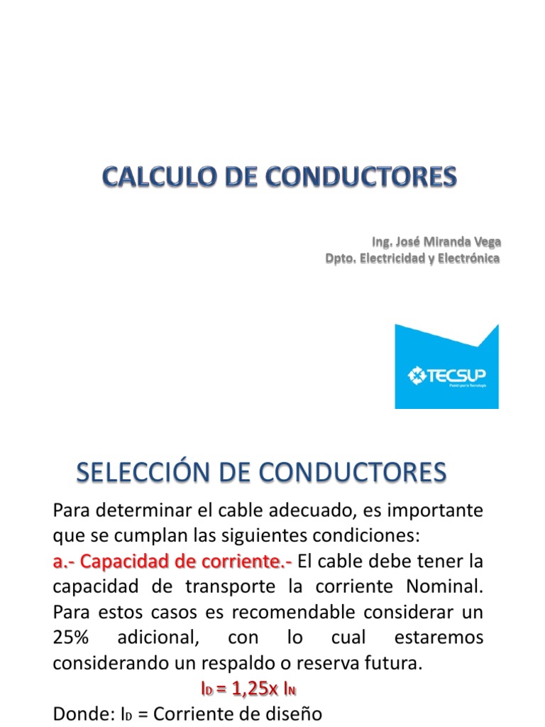Tema #4 Calculo de Conductores | Descargar gratis PDF | Corriente eléctrica | Energia electrica
