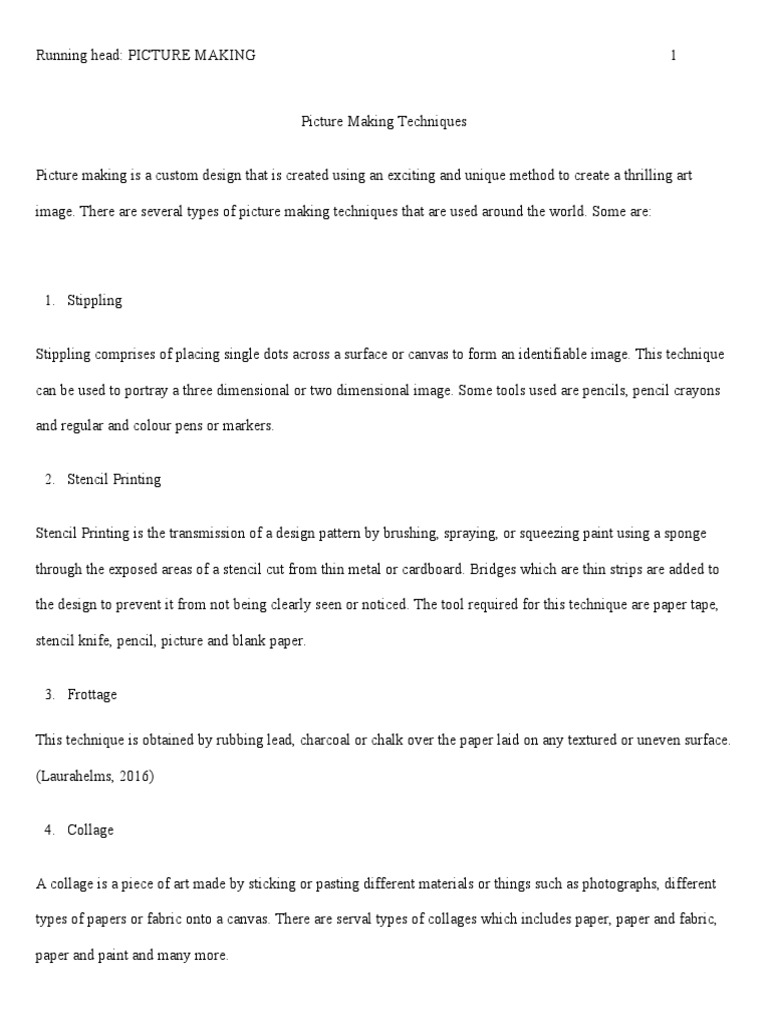 Picture Making Techniques | PDF | Drawing | Collage