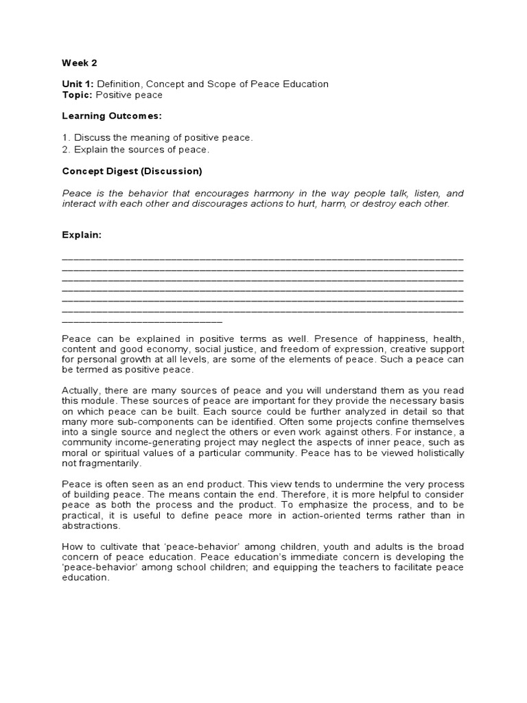 Understanding Positive Peace: Exploring the Meaning, Sources, and ...