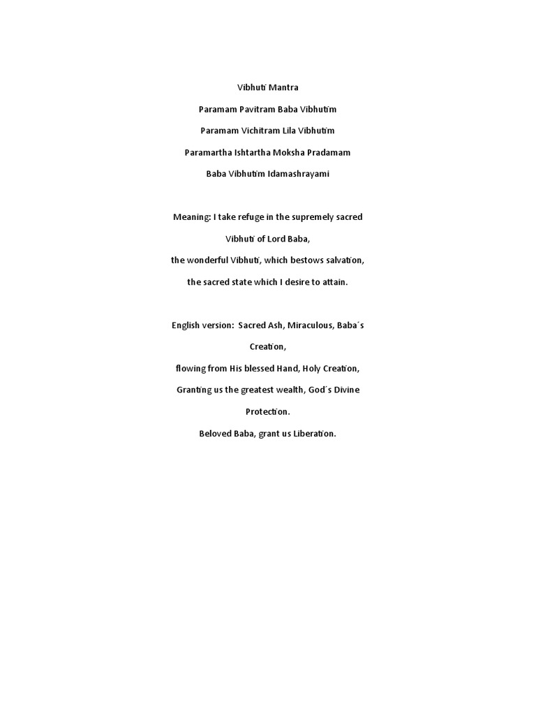 Vibhuti Mantra: Sacred Ash Blessings | PDF
