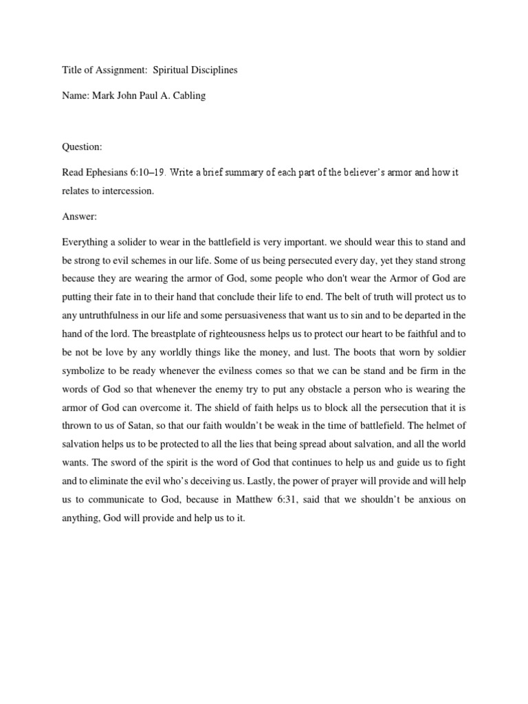 Spiritual Disciplines | PDF