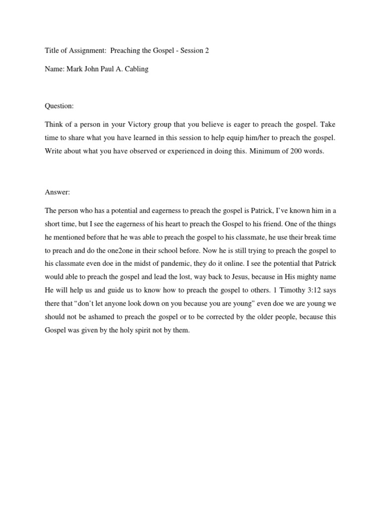 Preaching The Gospel - Session 2 | PDF