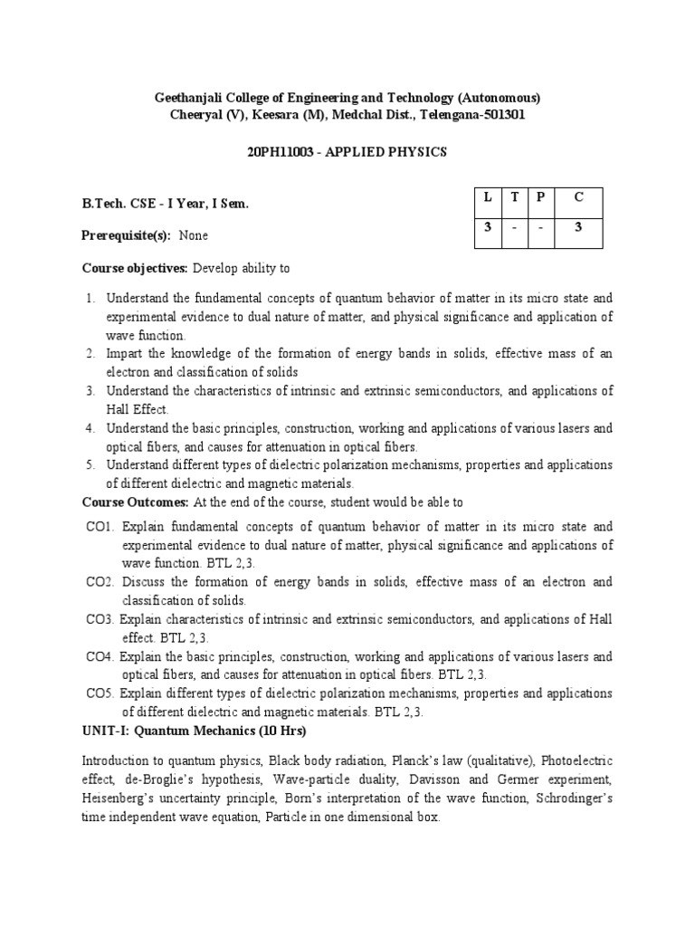 2022-23 AP Syllabus | Download Free PDF | Laser | Semiconductors