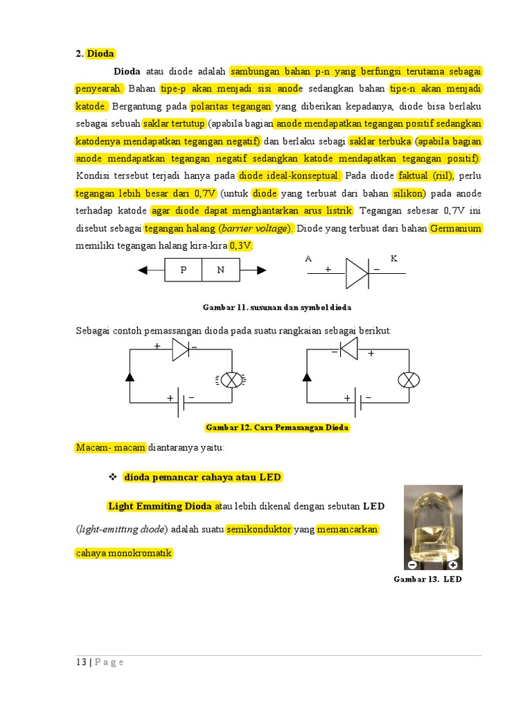Komponen Pasif Elektronika Dioda PDF | PDF