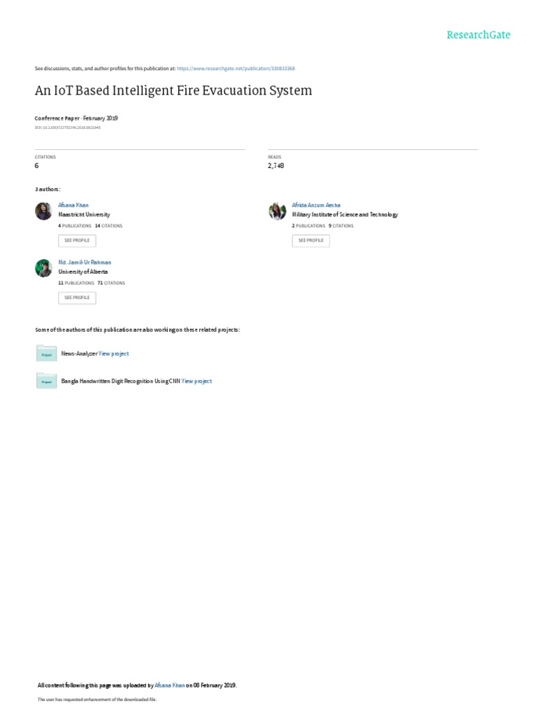 An Io TBased Intelligent Fire Evacuation System | PDF | Computing ...