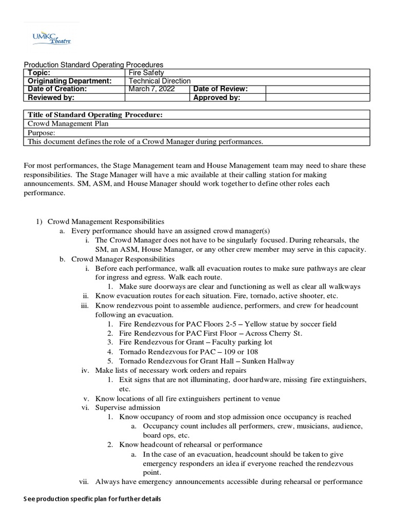 Crowd Management Plan | PDF