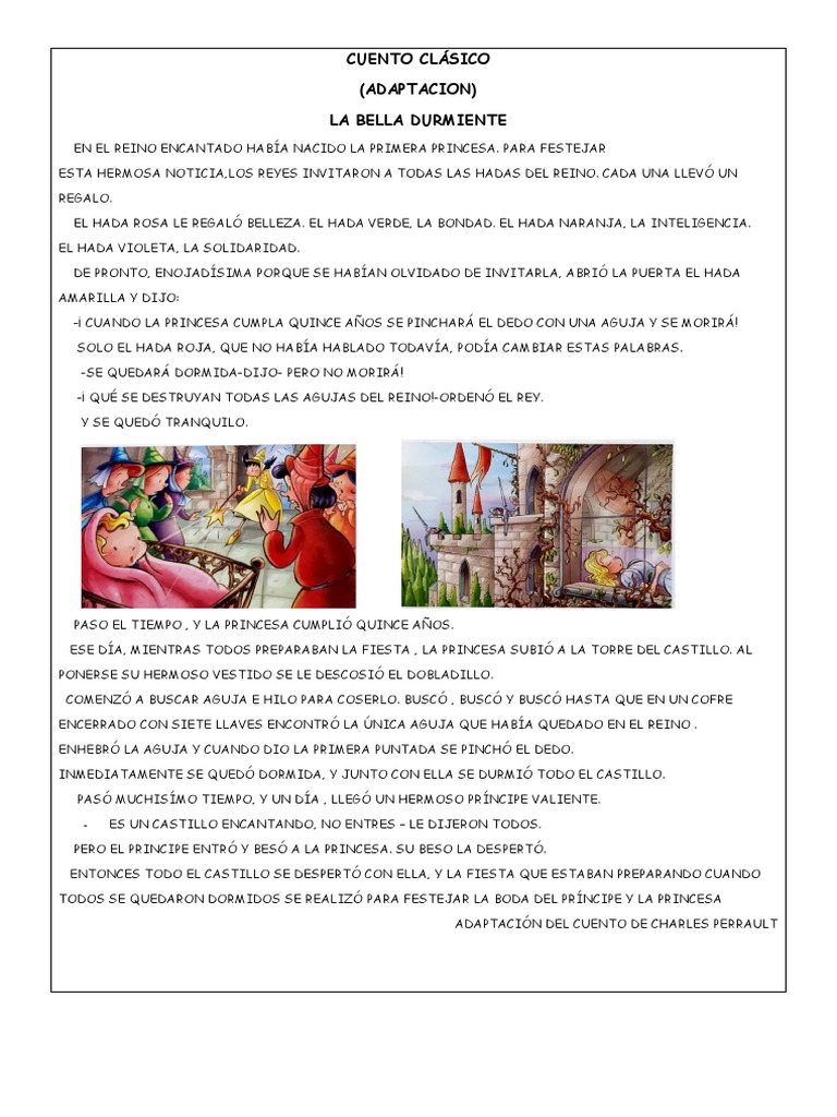 Cuento Clásico (Adaptacion) La Bella Durmiente | PDF | Bella Durmiente