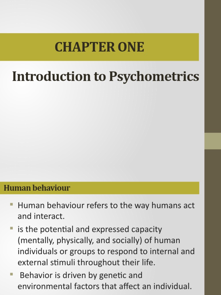 Psychometrics Chapter One | PDF | Psychometrics | Psychological Testing