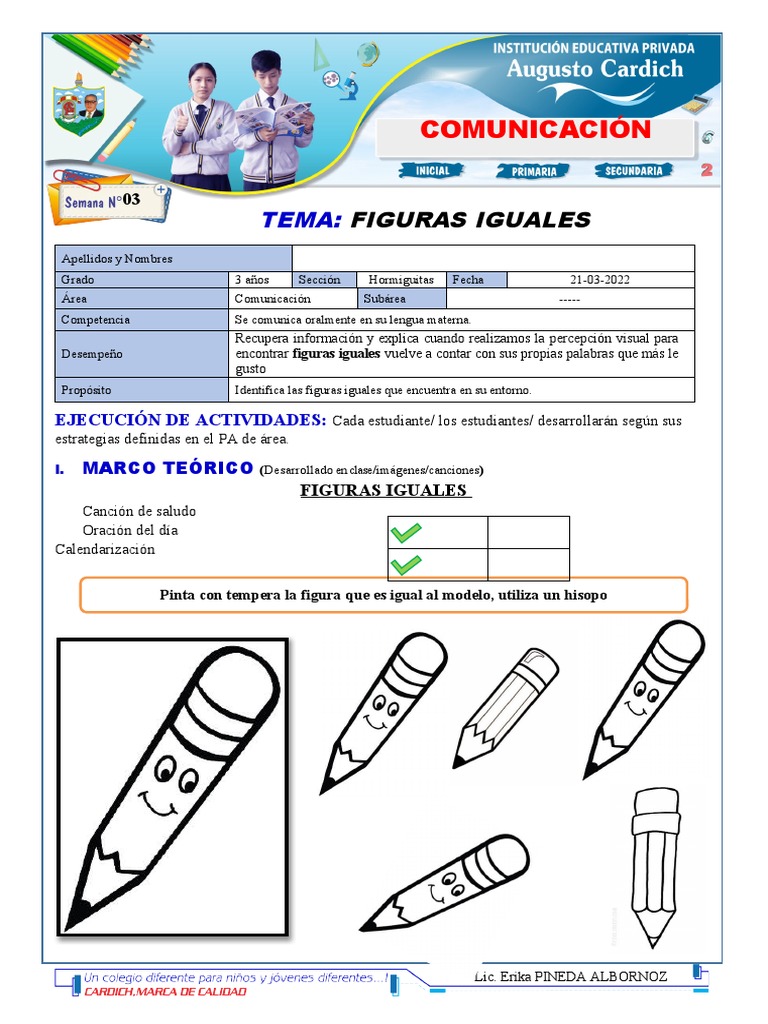 Actividades de Figuras Iguales para 3 Años | PDF