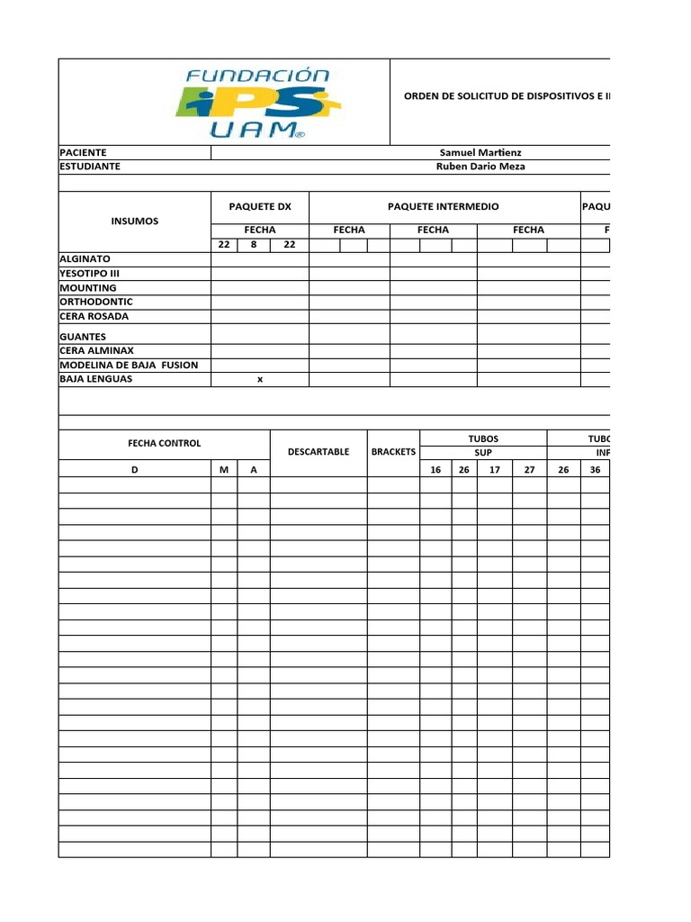 Orden de Solicitud de Insumos Clinica A, B, C | PDF