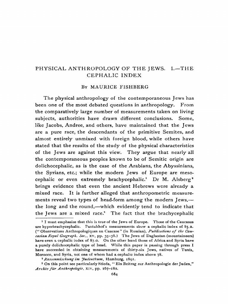 FISHBERG - PHYSICAL ANTHROPOLOGY OF THE JEWS December 1902 I THE ...