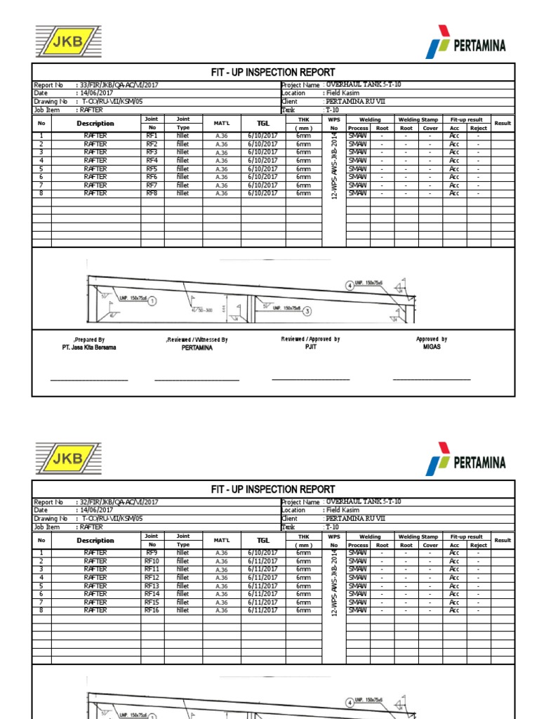 Fit Up Inspection Report-10 | PDF | Steel | Industrial Gases