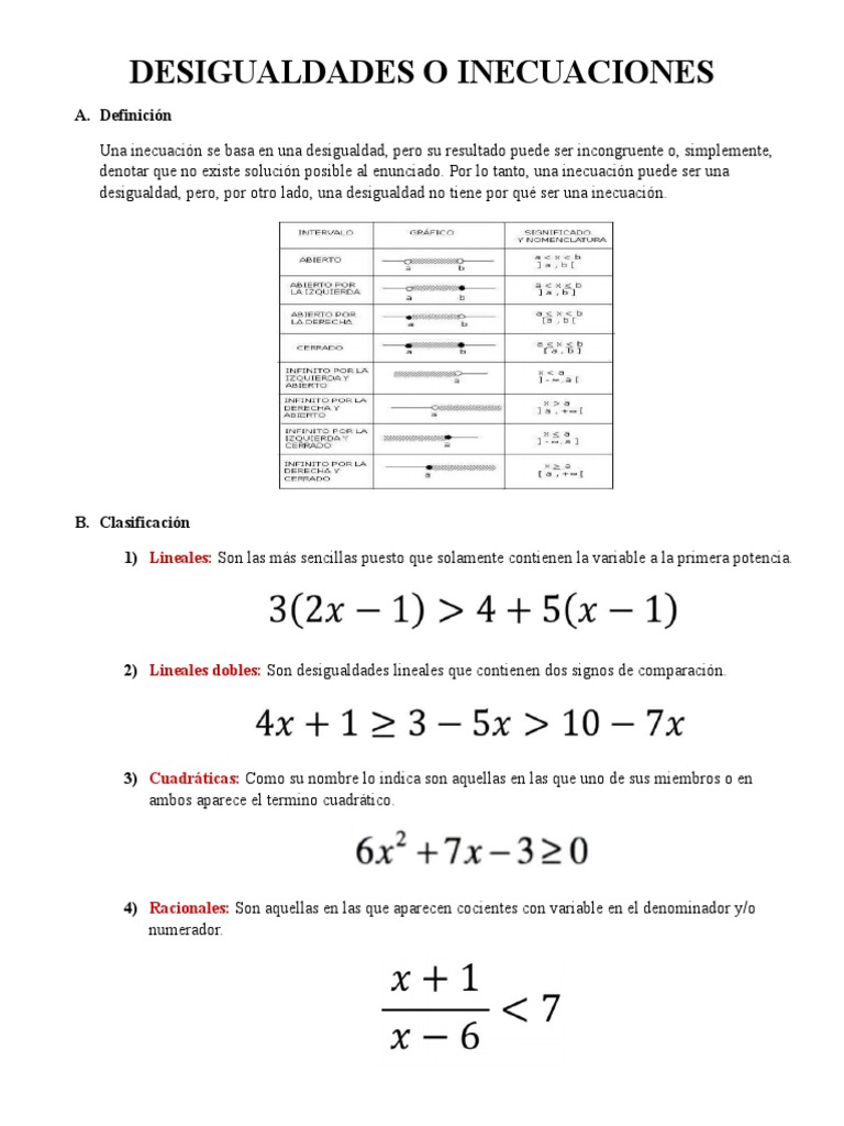 Desigualdades o Inecuaciones | PDF