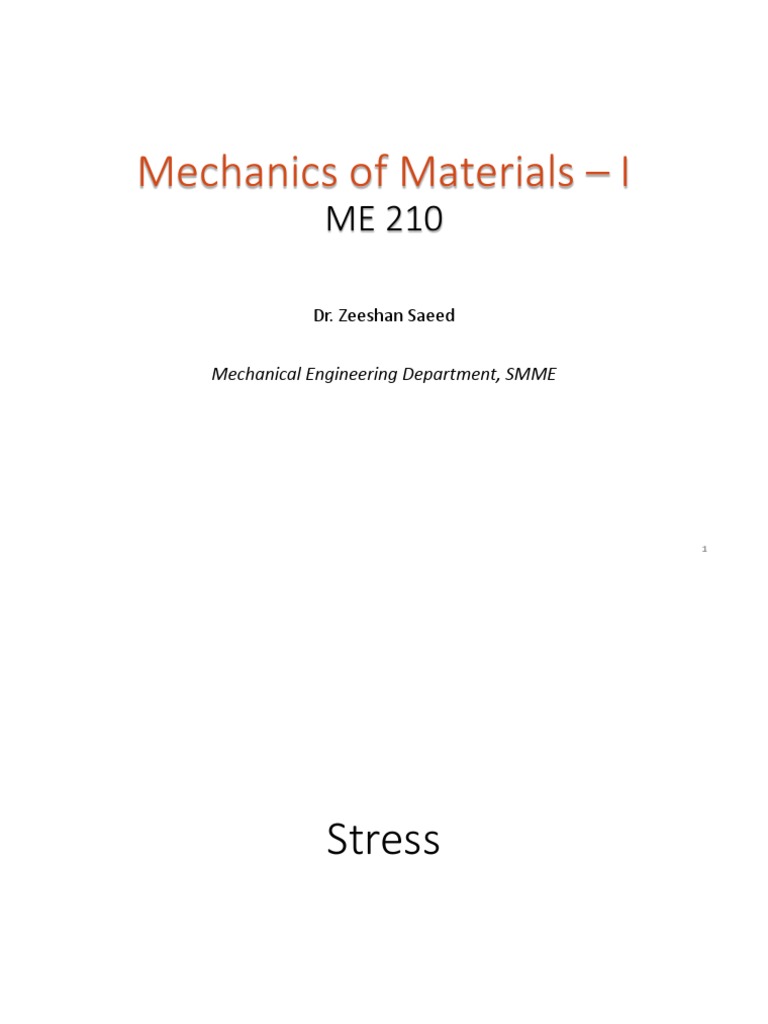 MOM-I Topic-1 Stress | PDF | Stress (Mechanics) | Classical Mechanics