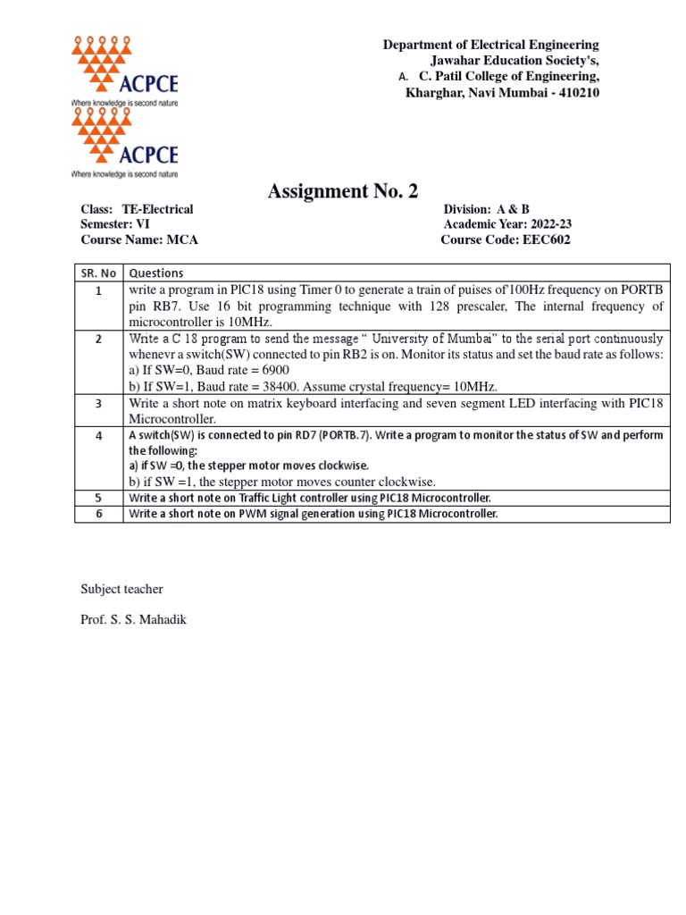 Assignment No. 2 - MCA | PDF