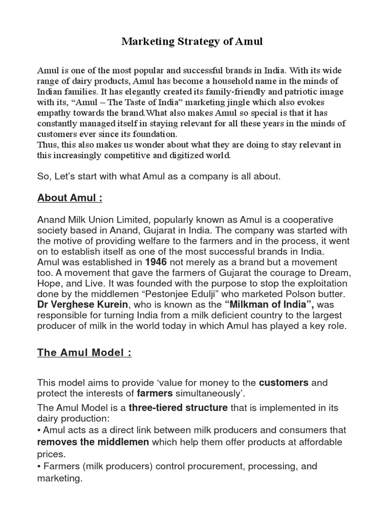 Amul Case Study | PDF | Brand | Marketing