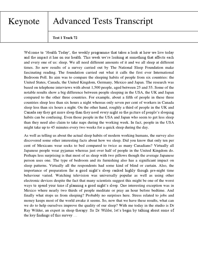Track 72 Transcript | PDF | Sleep | Psychology