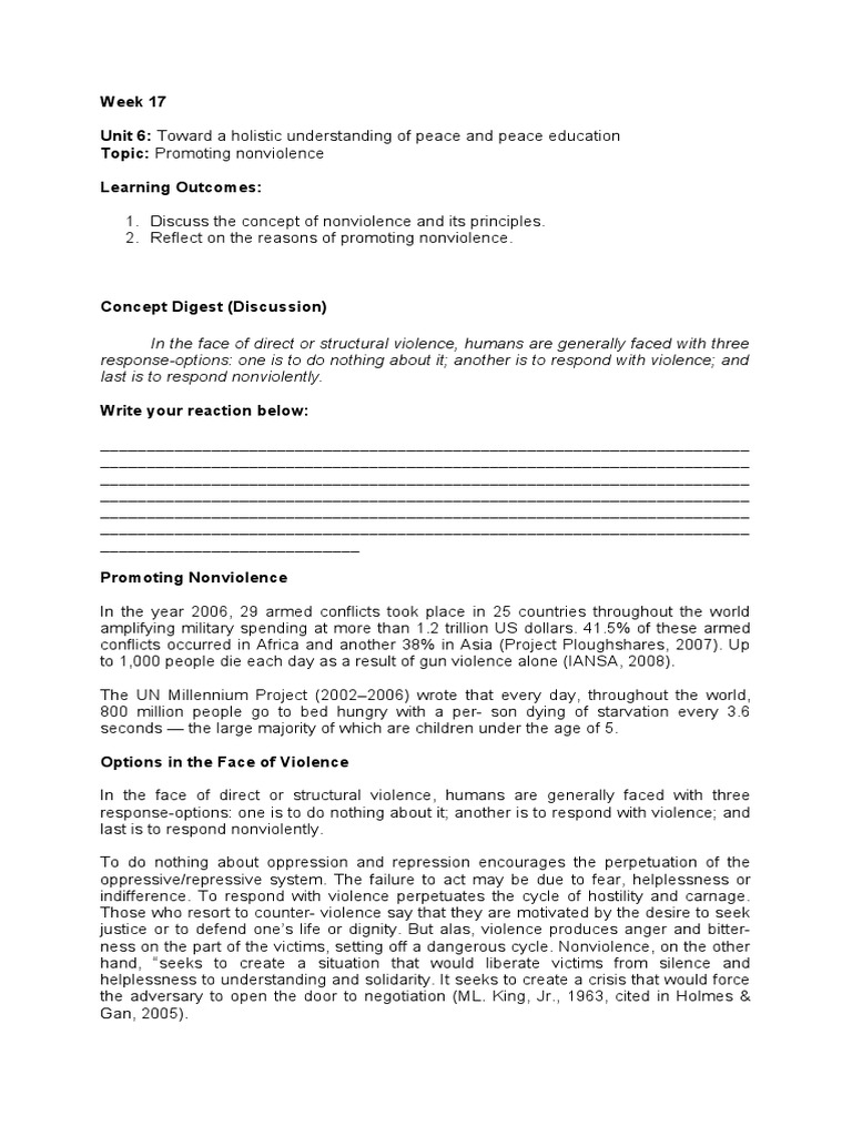 Module 17 For Week 17 | Download Free PDF | Nonviolence | Martin Luther ...