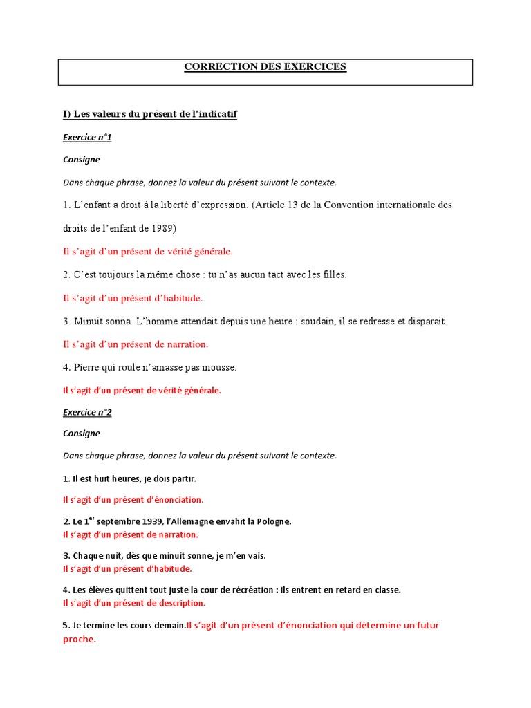 Correction Des Exercices | PDF | Linguistique