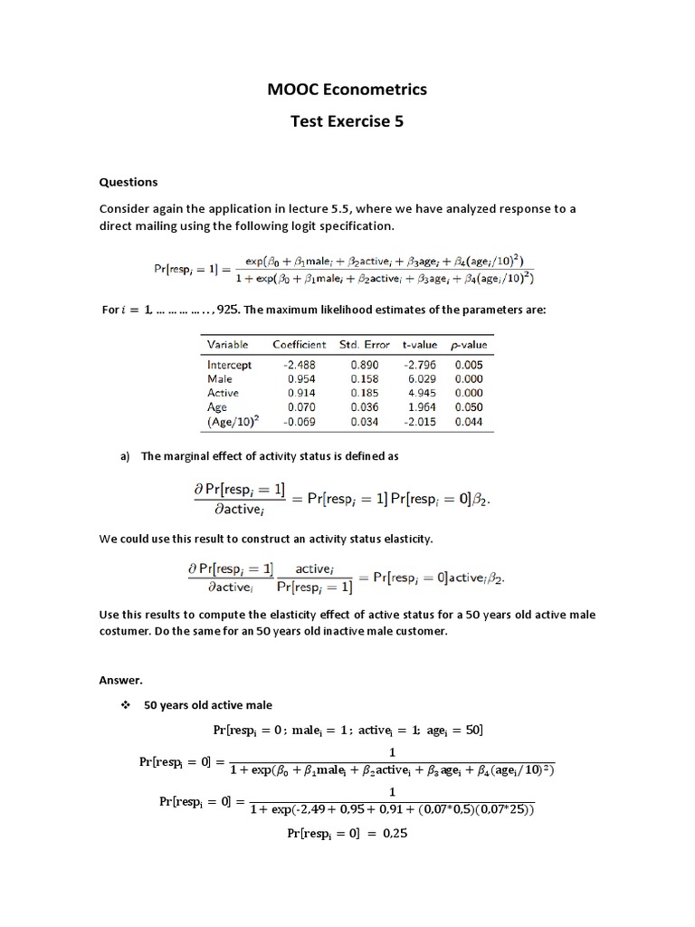 MOOC Econometrics 5 | PDF | Exponential Function | Estimation Theory
