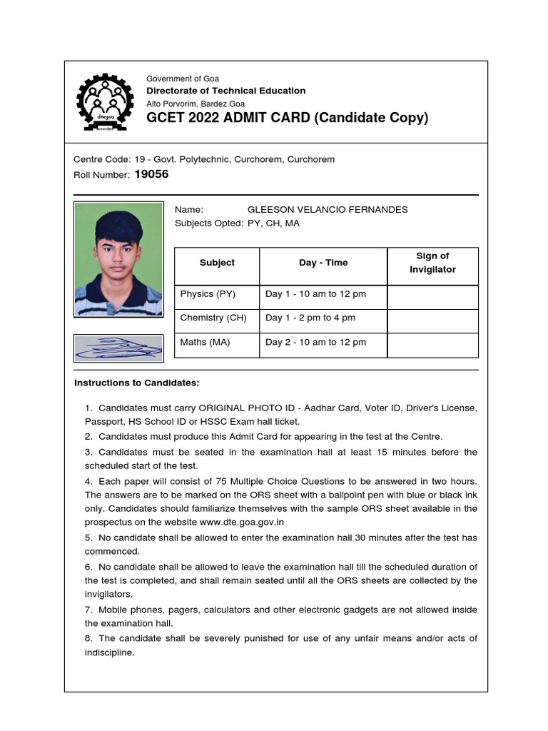 Admit Card PDF | PDF