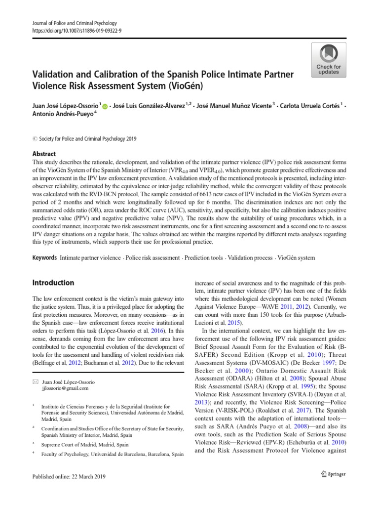 López-Ossorio Et Al. - 2019 - Validation and Calibration of The Spanish ...