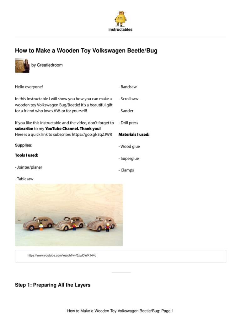 How To Make A Wooden Toy Volkswagen BeetleBug | PDF | Woodworking | Crafts