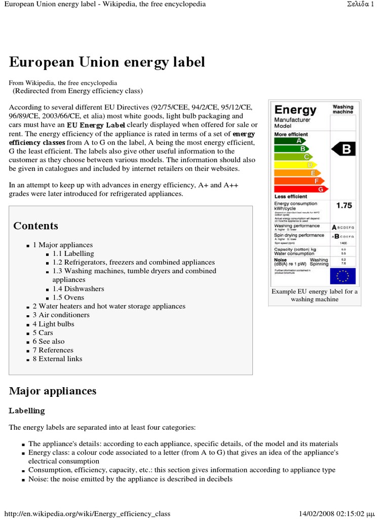 European Union Energy Label - Wikipedia, The Free Encyclopedia | PDF ... European Union Energy Label - Wikipedia, The Free Encyclopedia | PDF ...