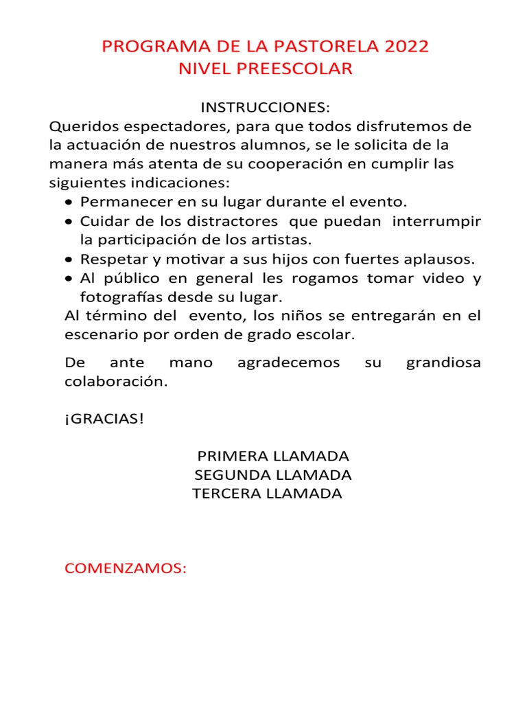 Pastorela Navideña Preescolar 2022 | PDF | Navidad | Educación de la primera infancia