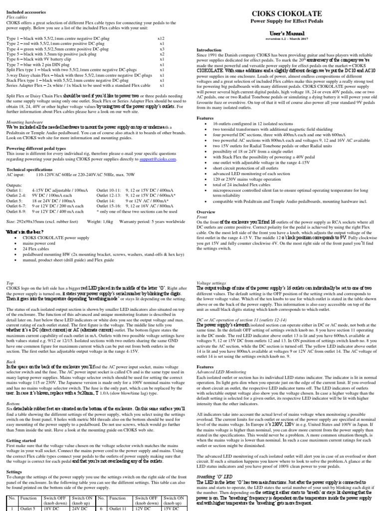 CIOKS CIOKOLATE Manual Ver. 1.2 | PDF | Power Supply | Ac Power Plugs ...