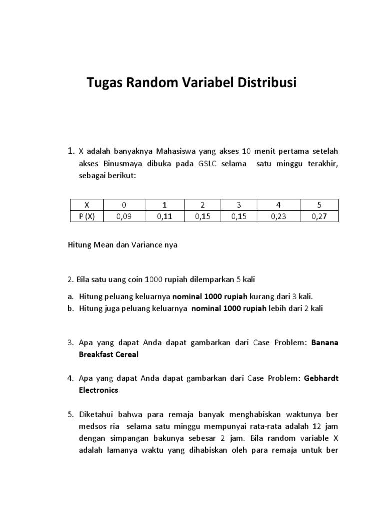 Tugas-Random Variabel Distribusi | PDF