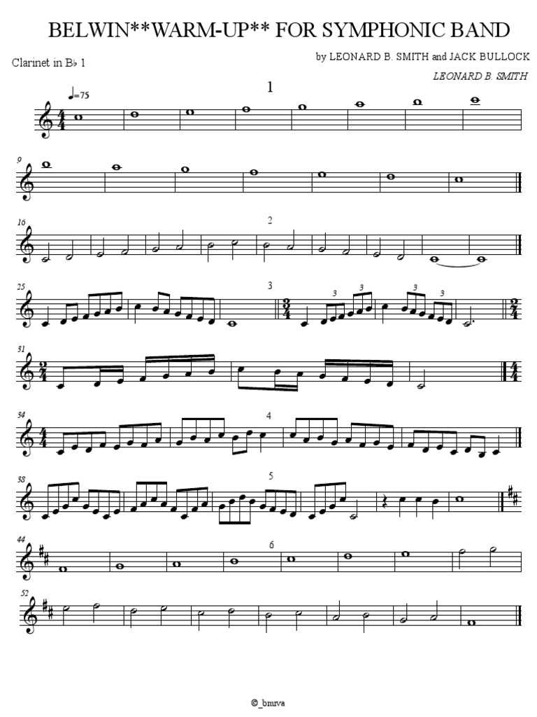WARM-UP 1 - Clarinet in BB 1 | PDF