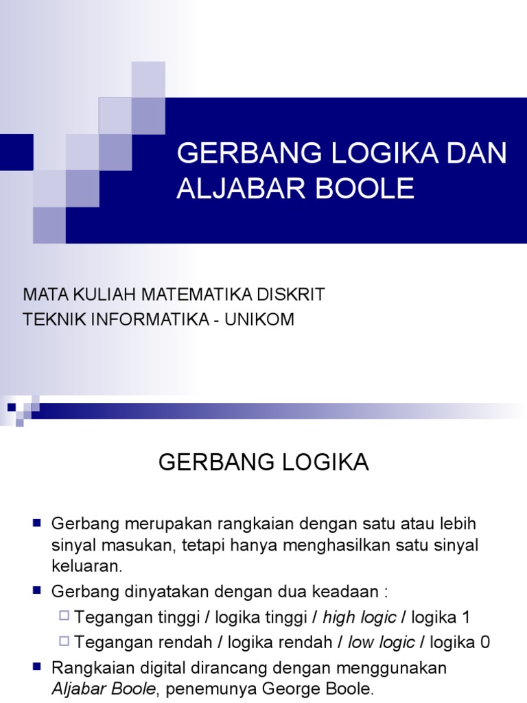 Gerbang Logika Dan Aljabar Boole | PDF