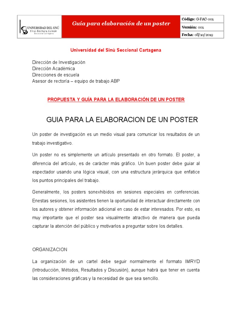 G-Fac-001 Guia para La Elaboración de Un Poster | PDF