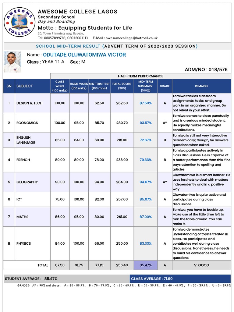 Year 11 Mid-Term Results Report | PDF | Education Theory | Cognitive ...
