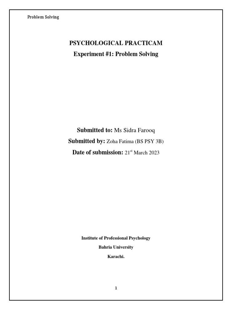 Practicum Problem Solving Report Final PDF | PDF | Thought | Decision Making