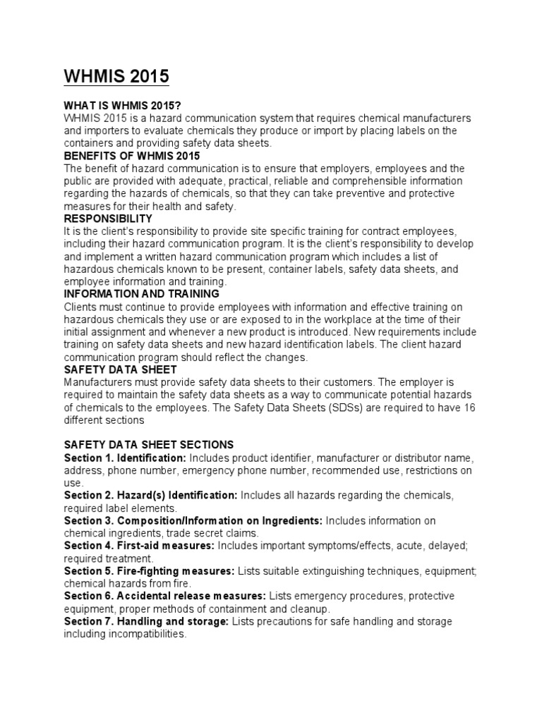 Whmis 2015 | PDF | Hazards | Employment