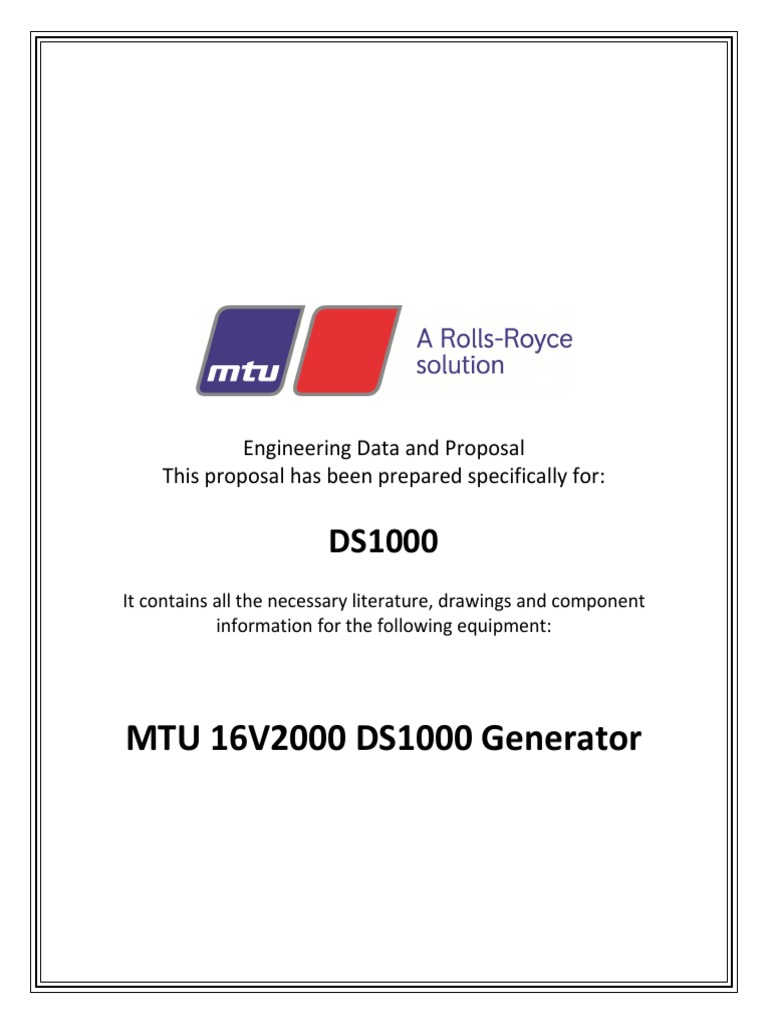 New MTU DS1000 Submittal | PDF | Electric Generator | Mains Electricity