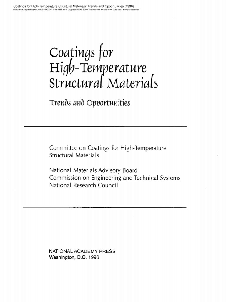 Coatings For High-Temperature Structural Materials 0309053811 | PDF
