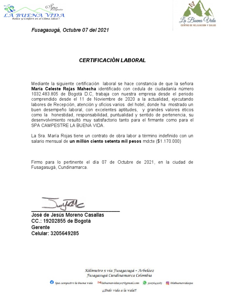 Certificacion Laboral | PDF