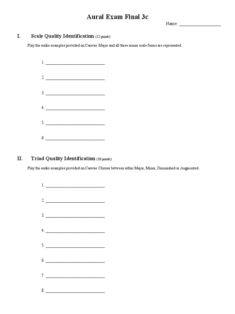 Aural Exam Final 3c PDF | PDF