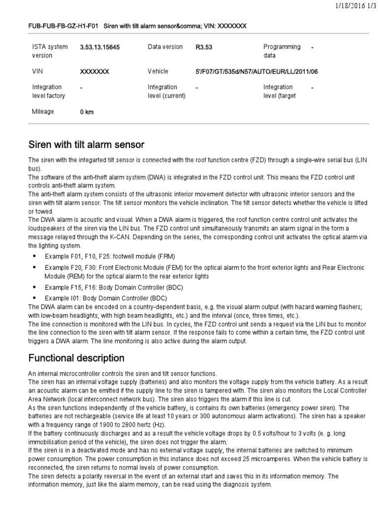 BMW 530D Alarm Tilt Sensor | PDF | Sensor | Headlamp