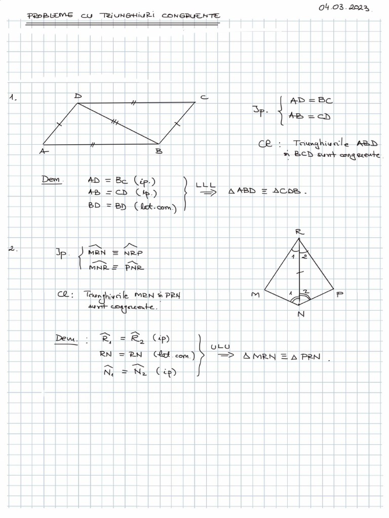 Probleme Cu Triunghiuri Congruente | PDF