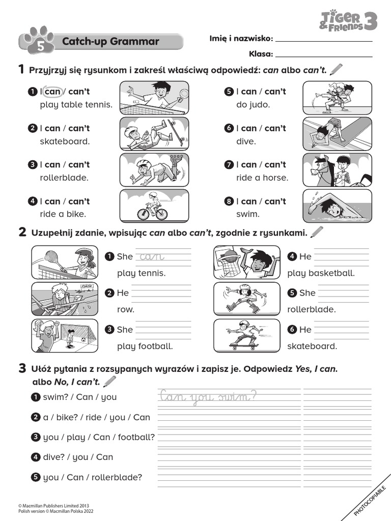 Tiger&Friends 3 - TRF - Unit 5 - Catch-Up Grammar | PDF